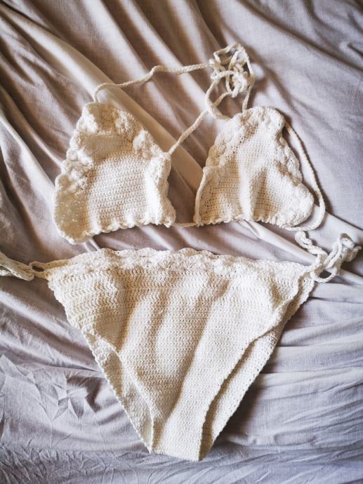 bikini, ženske kvačkane bele kopalke S, M,, L