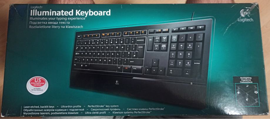 Logitech Illuminated keyboard, osvetljena tipkovnica, SLO gravura
