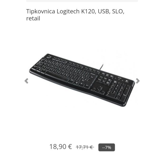 NOVO - LOGITECH K120 tipkovnica - ( USB priklop ) - LOGITECH K120