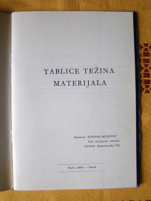 Tablice težina materijala