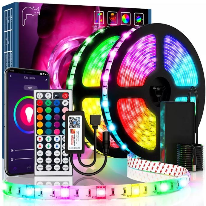 LED trak WiFi vodoodporen trakovi novoletne lučke Bluetooth RGB party