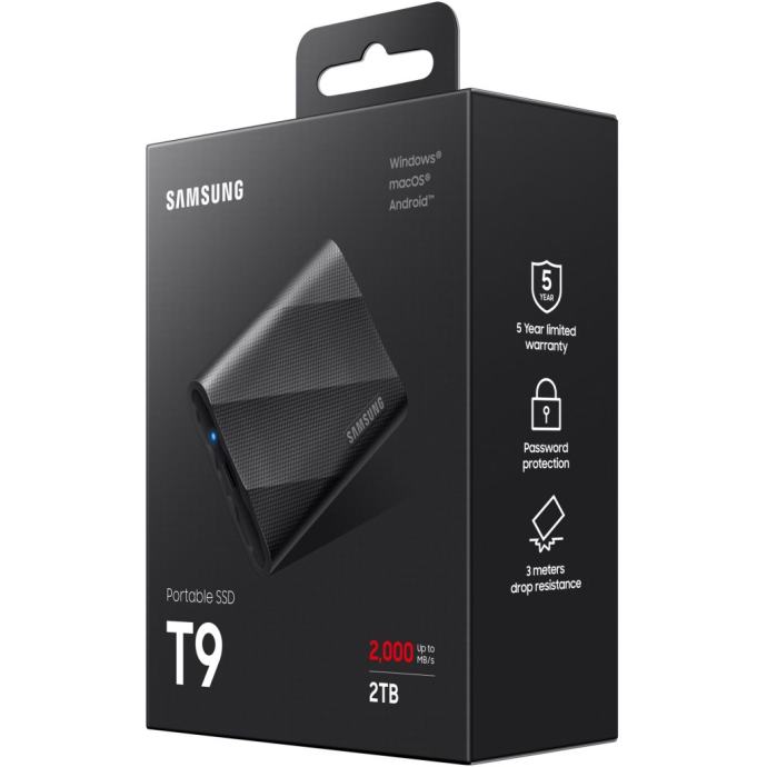 2TB Samsung Portable T9 USB 3.2 Gen2 Črna maloprodaja