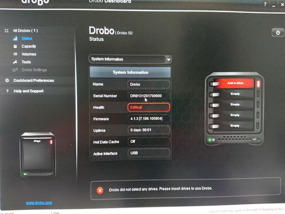 DROBO 5D Direct attached storage (DAS) USB 3.0, 2x Thunderbolt