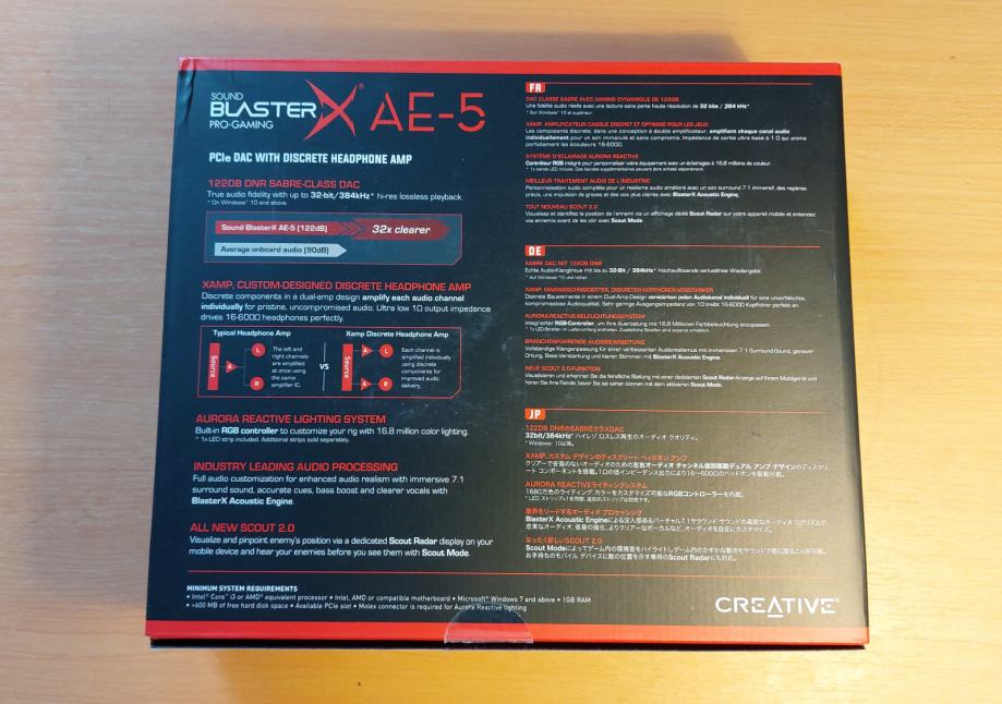 Creative Soundblaster-X AE5 PCIe x1 gaming zvočna kartica