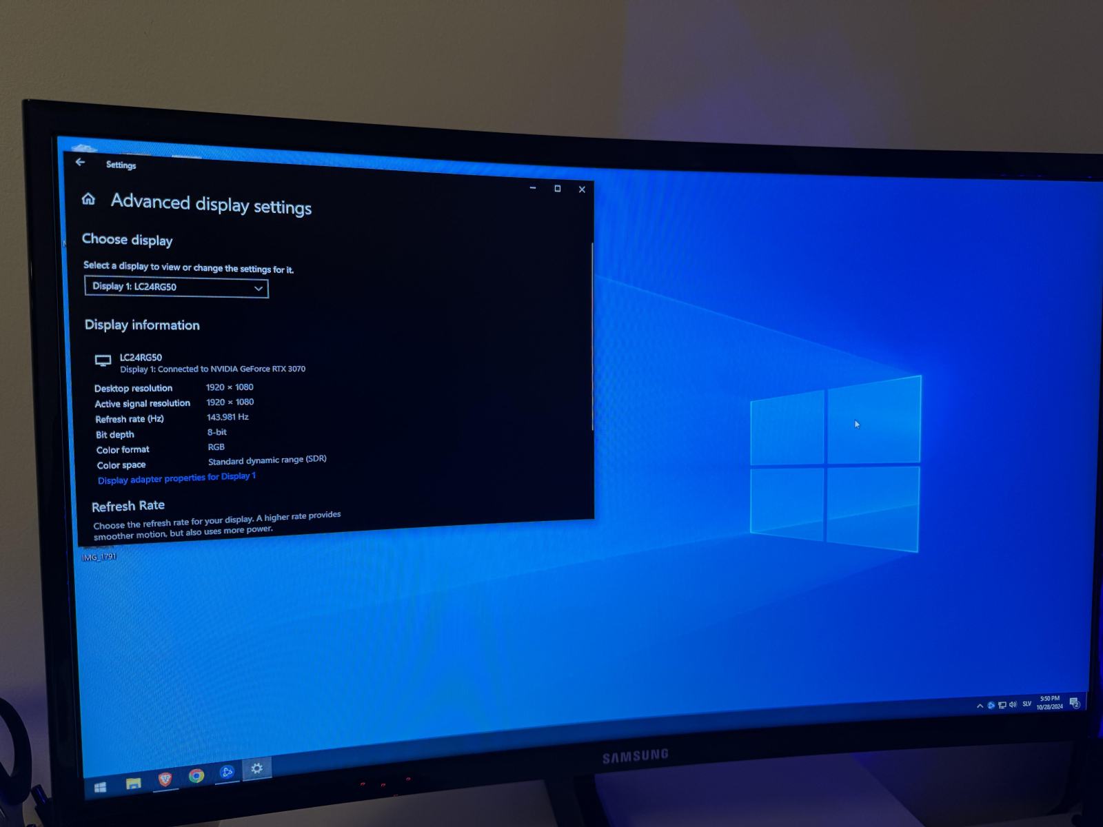 Samsung 24 LC24RG50 FHD 1920x1080 Curved Gaming Monitor | 144Hz