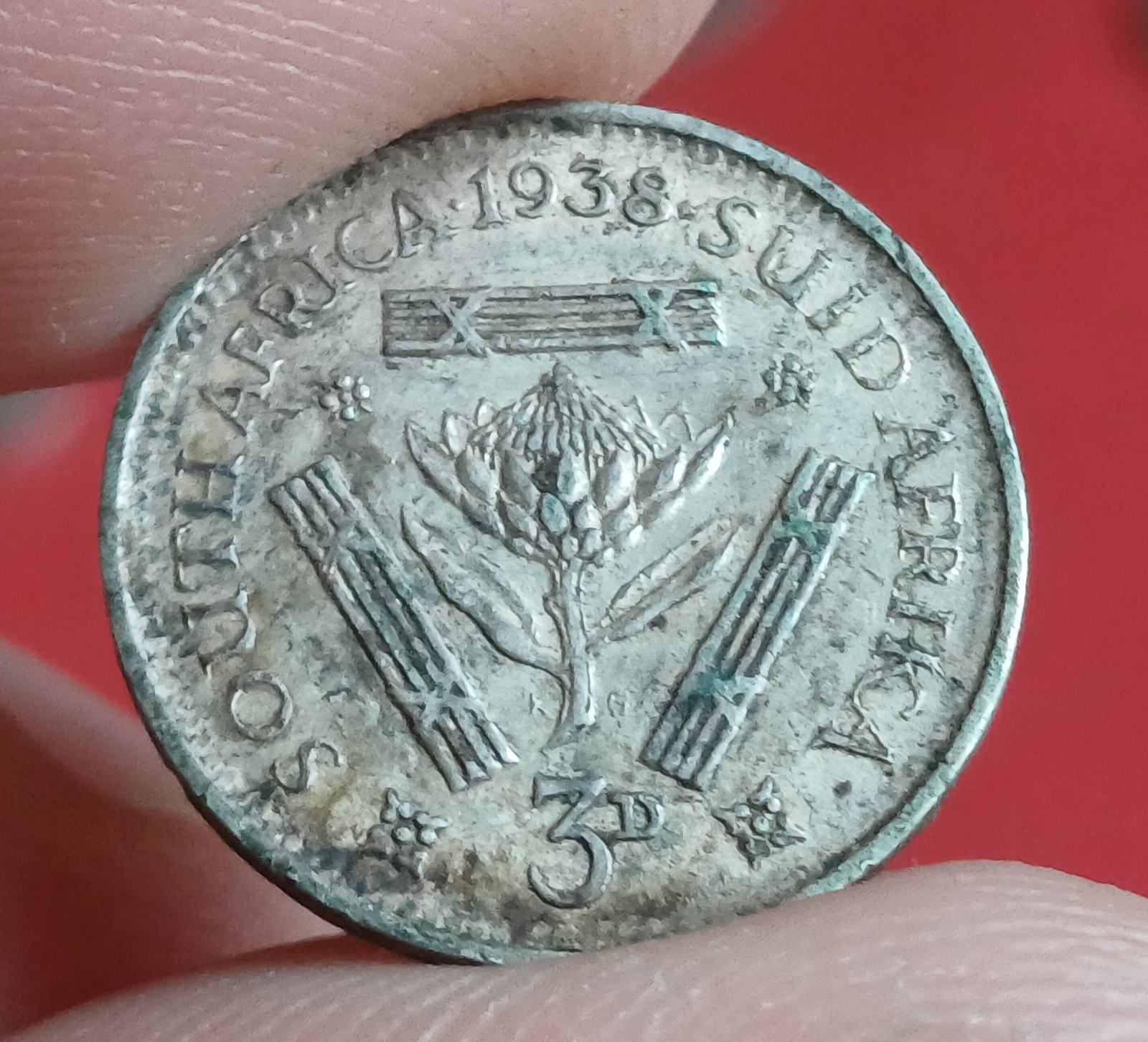 JAR 3 pence 1938 , king George VI srebrnik