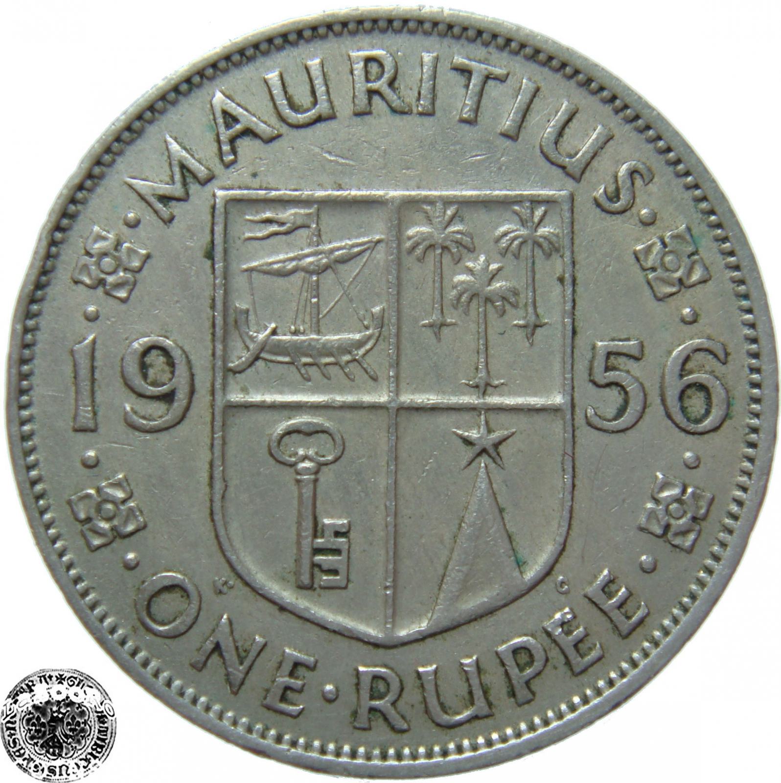 LaZooRo: Mavricij 1 Rupee 1956 VF/XF
