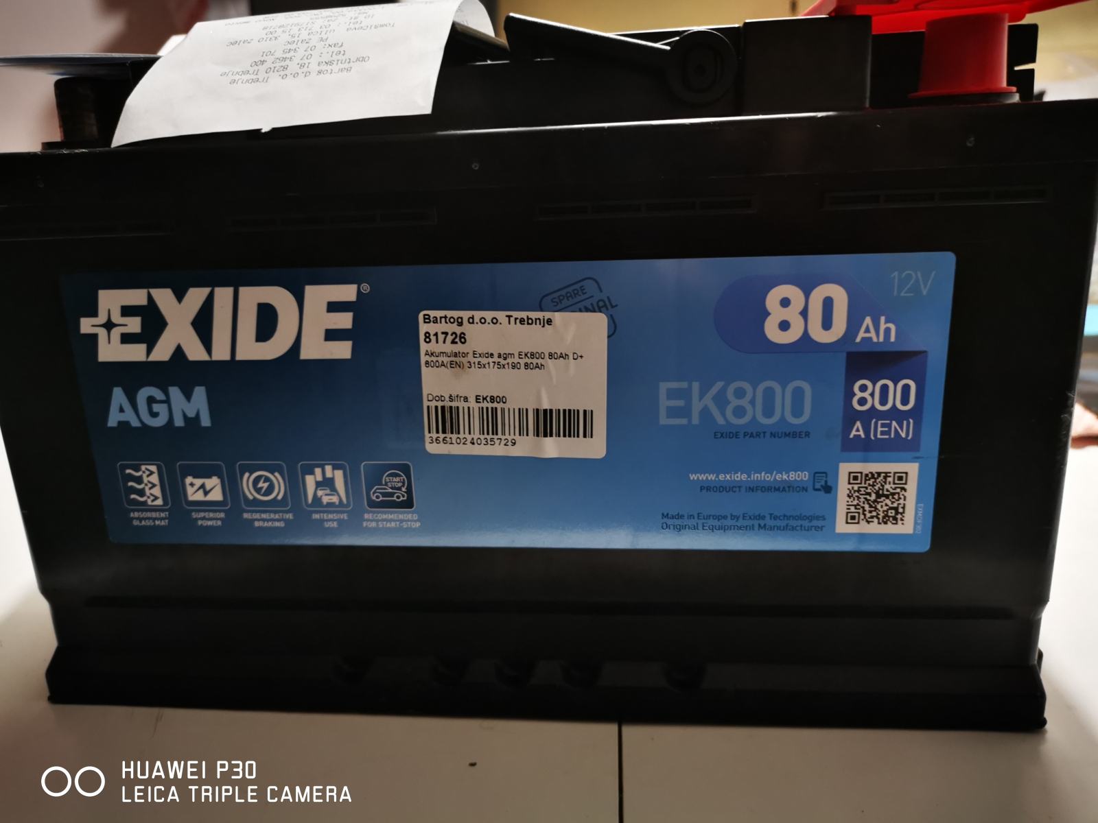 Akumulator EKIDE EK800 AGM, START-STOP 80Ah