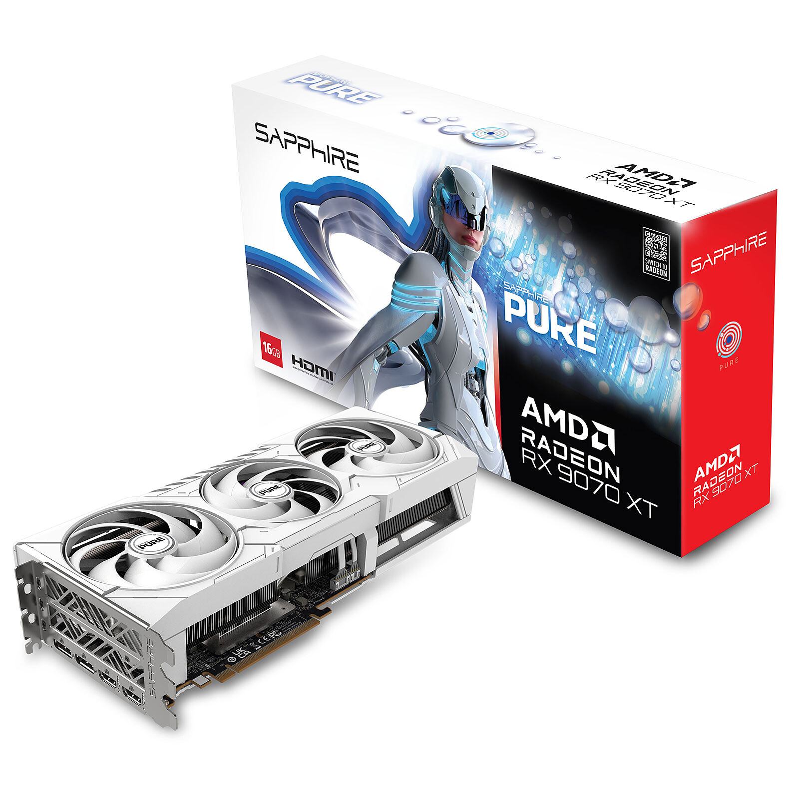 Sapphire RX 9070 XT Pure Radeon OC 16GB | GDDR6 | 3 Ventilatorji | Bel