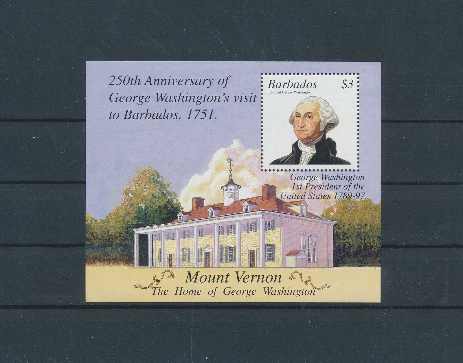 Barbados 2001 prvi ameriški predsednik G. Washington blok MNH**