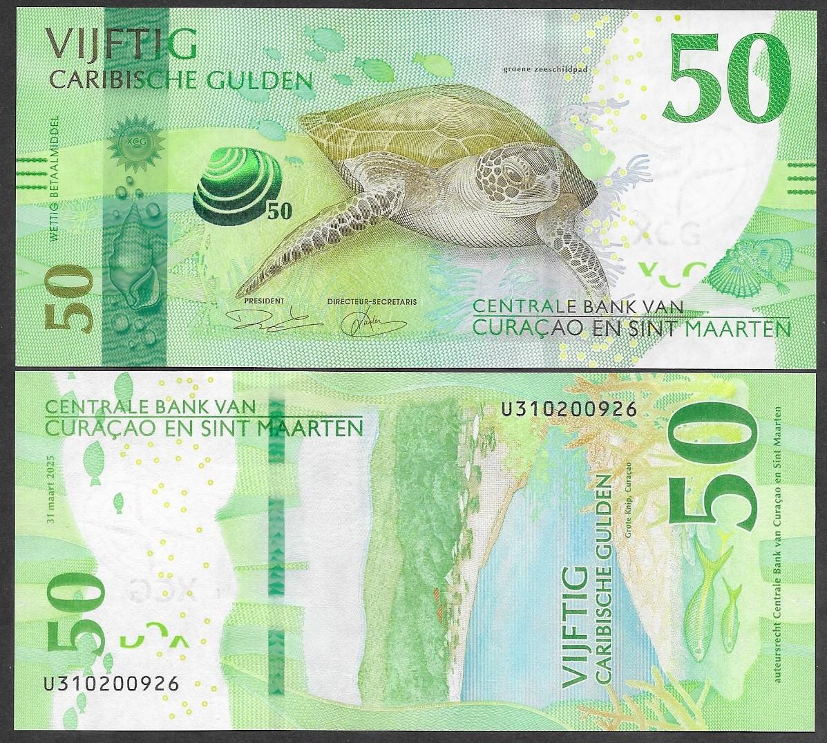 Curacao & Saint Maarten Caribbean 50 Gulden 2025 UNC