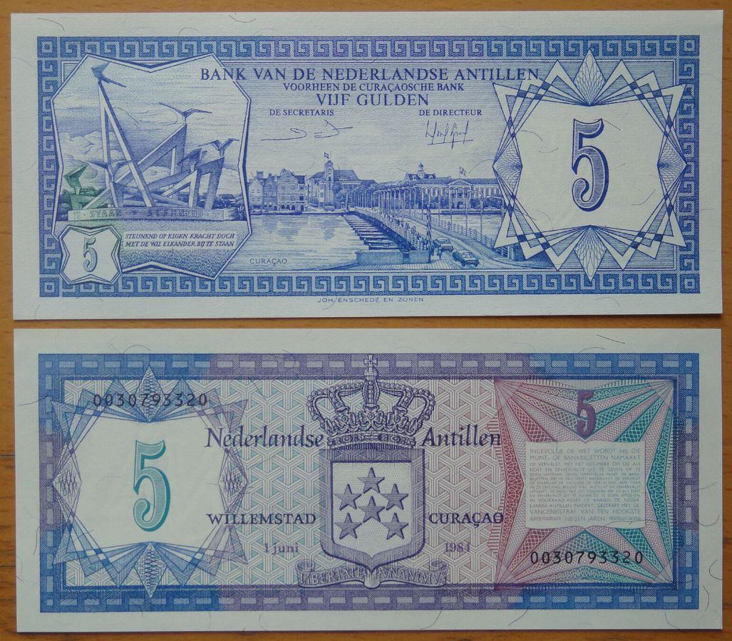 NIZOZEMSKI ANTILI 5 gulden / 5 guldnov 1984 UNC