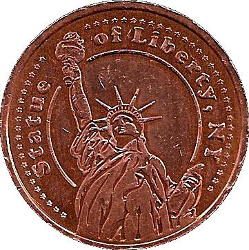 Bakren spominski kovanec Statue of Liberty NY