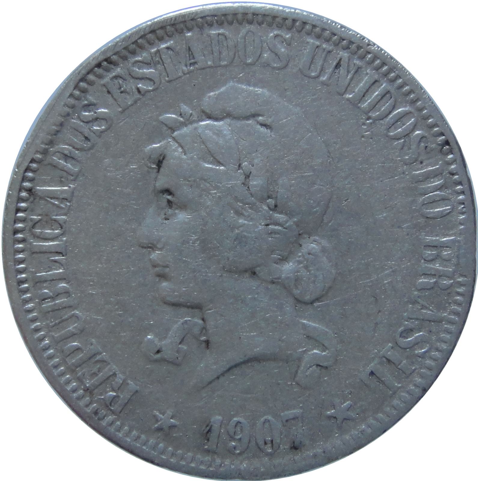 LaZooRo: Brazil 1000 Reis 1907 VF - Srebro