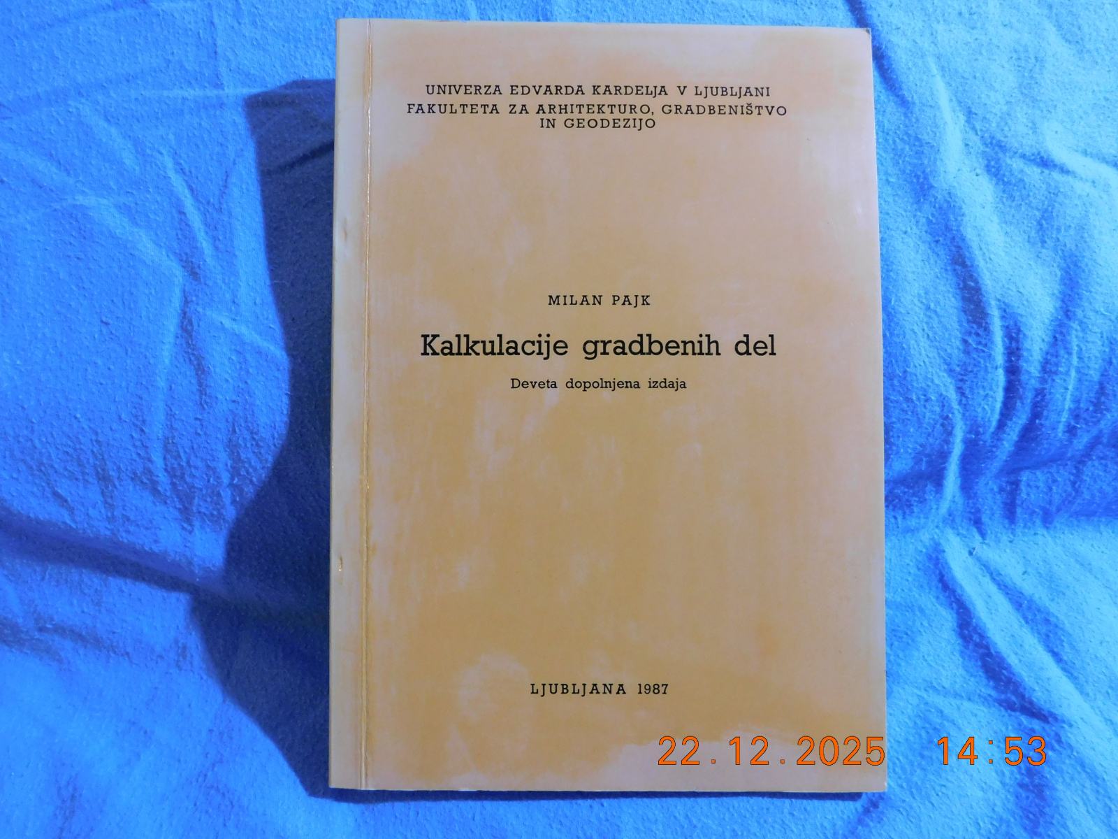 MILAN PAJK : KALKULACIJE GRADBENIH DEL