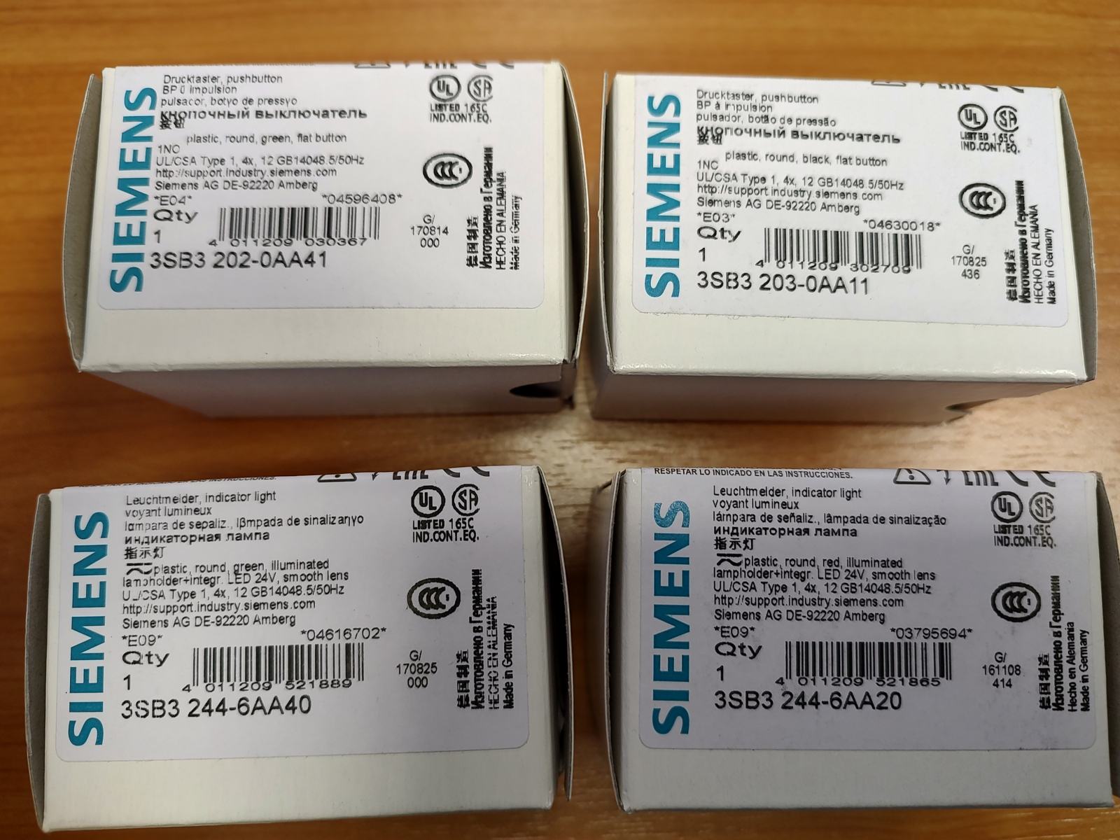 Siemens 3SB; LED lučke, Tipke