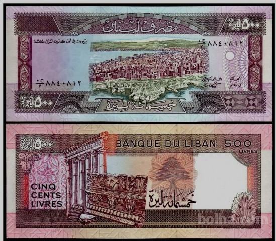 LIBANON - 500 livres 1988 UNC