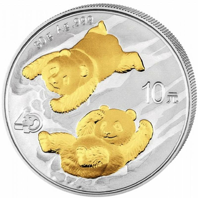Kitajska 2022 30g srebrna PANDA pozlačen