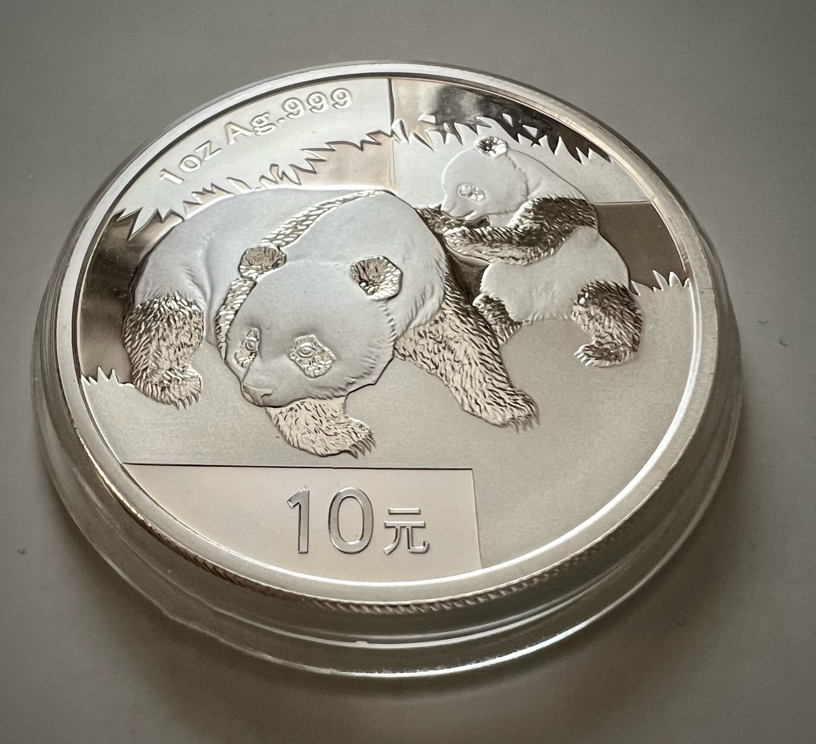 SREBRNIK 1 oz Kitajska Panda 2008 zbirateljski srebro kovanec (otaku)