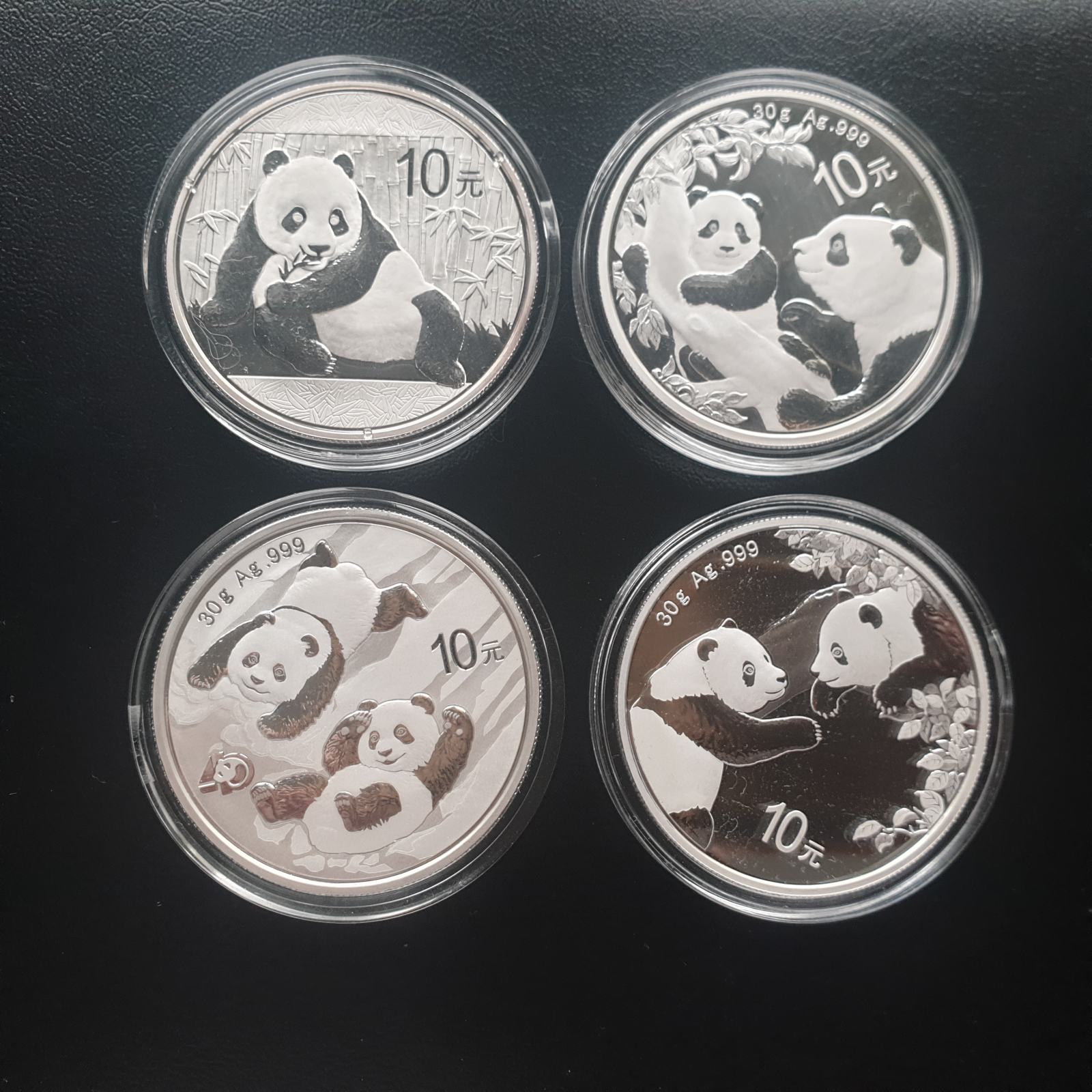 SREBRNIK 4 X PANDA 2015, 21, 22, 23 UNC - 30g - 999 srebro