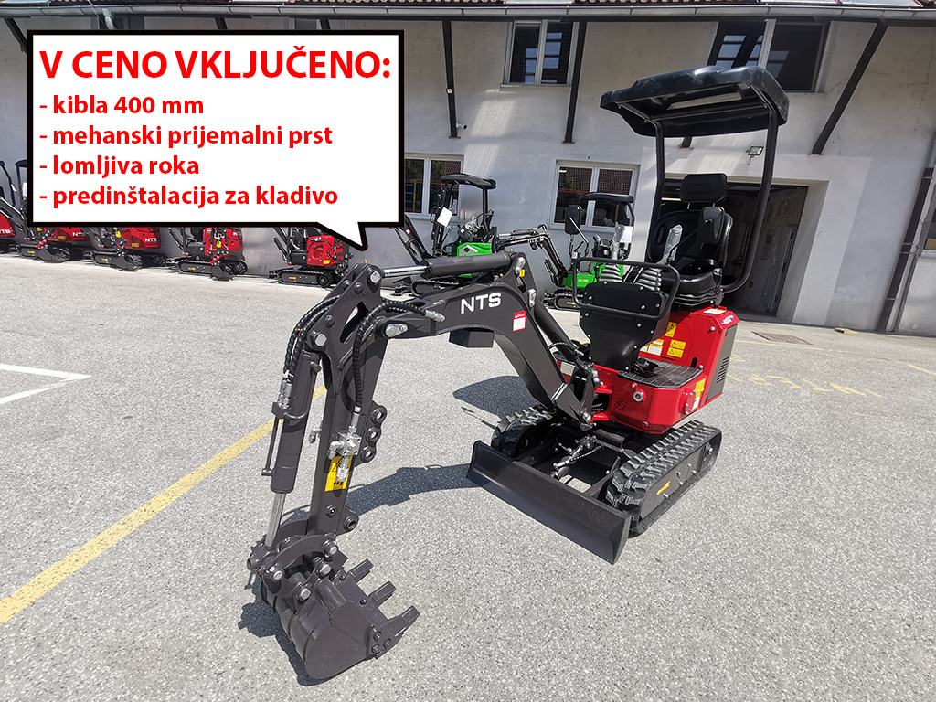 Mini bager goseničar NTS - 1.0-KS V2, DIZEL, Mehanski prst