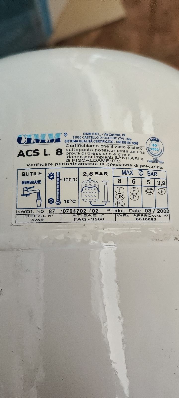 Ekspanzijska posoda za sanitarno vodo