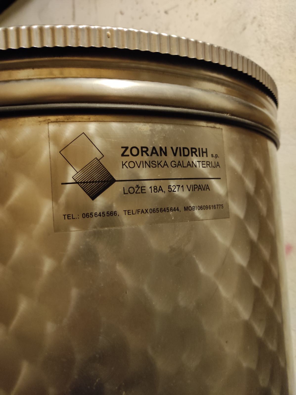 Inox sod (cisterna) Vidrih za vino, sok in podobno 170L