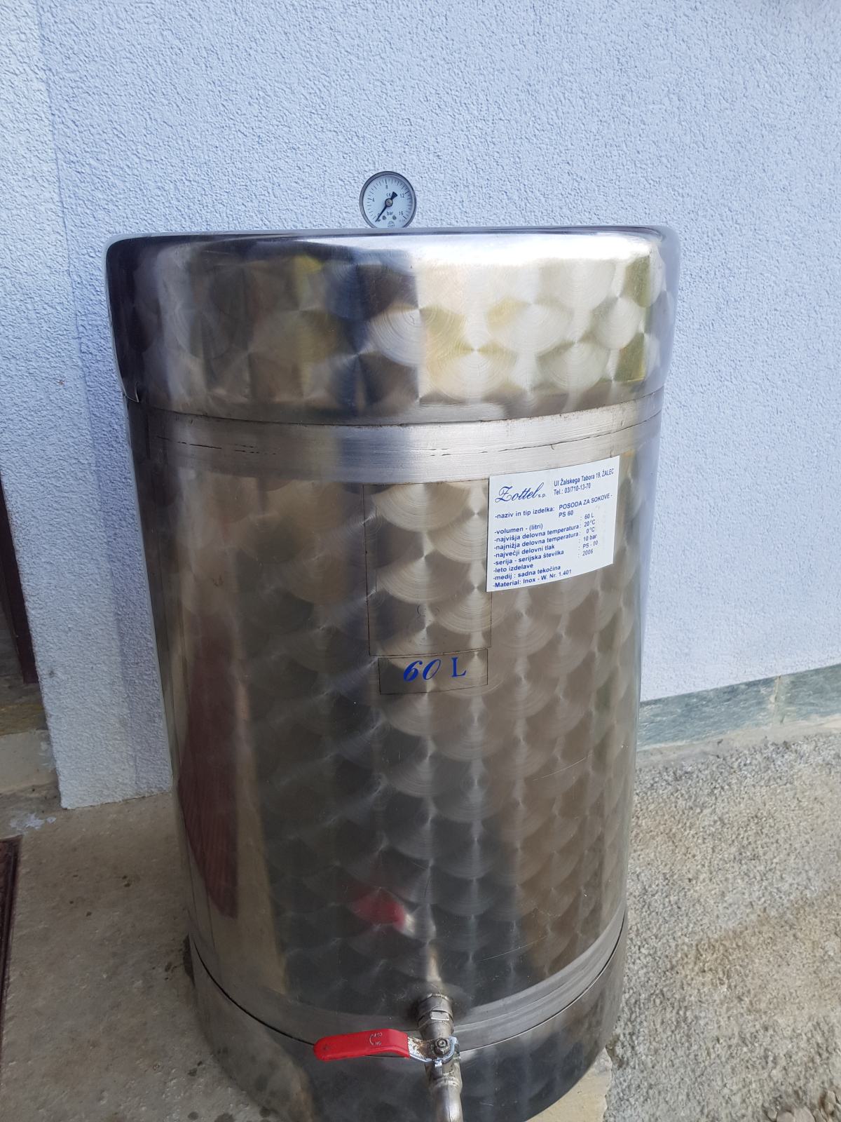 Sod -inox za sok pod pritiskom Zottel 60L