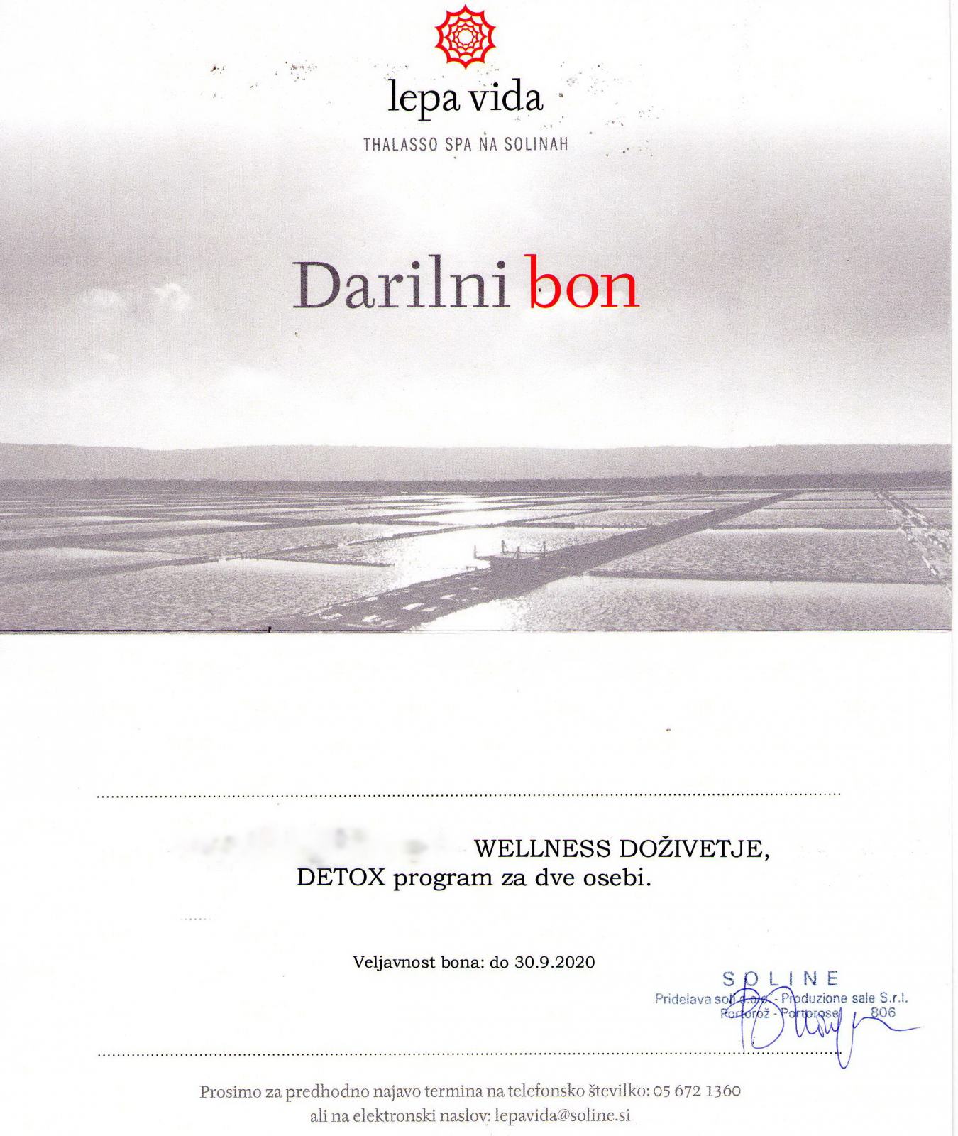 DARILNI BON ZA THALASSO SPA LEPA VIDA PORTOROŽ