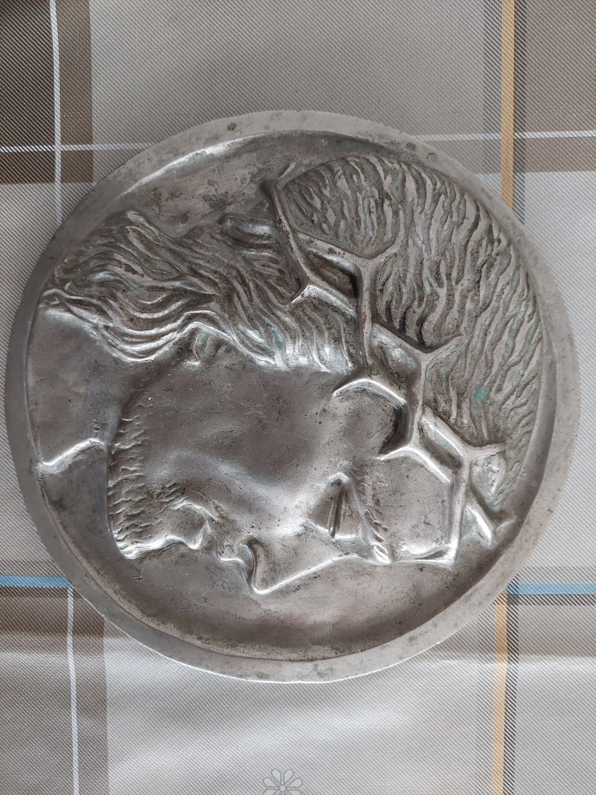 PLAKETA,SLIKA,GLAVA JEZUSA KRISTUSA,BRON,MESING,JEZUS,KRIŽAN,KRONA