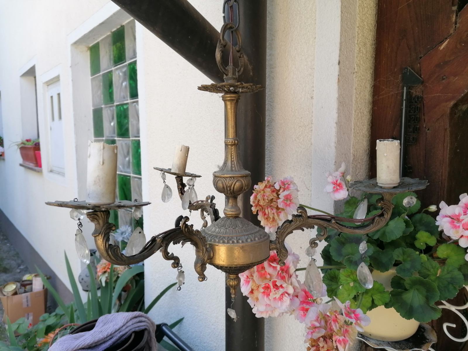Retro vintage medeninasti lestenec luster