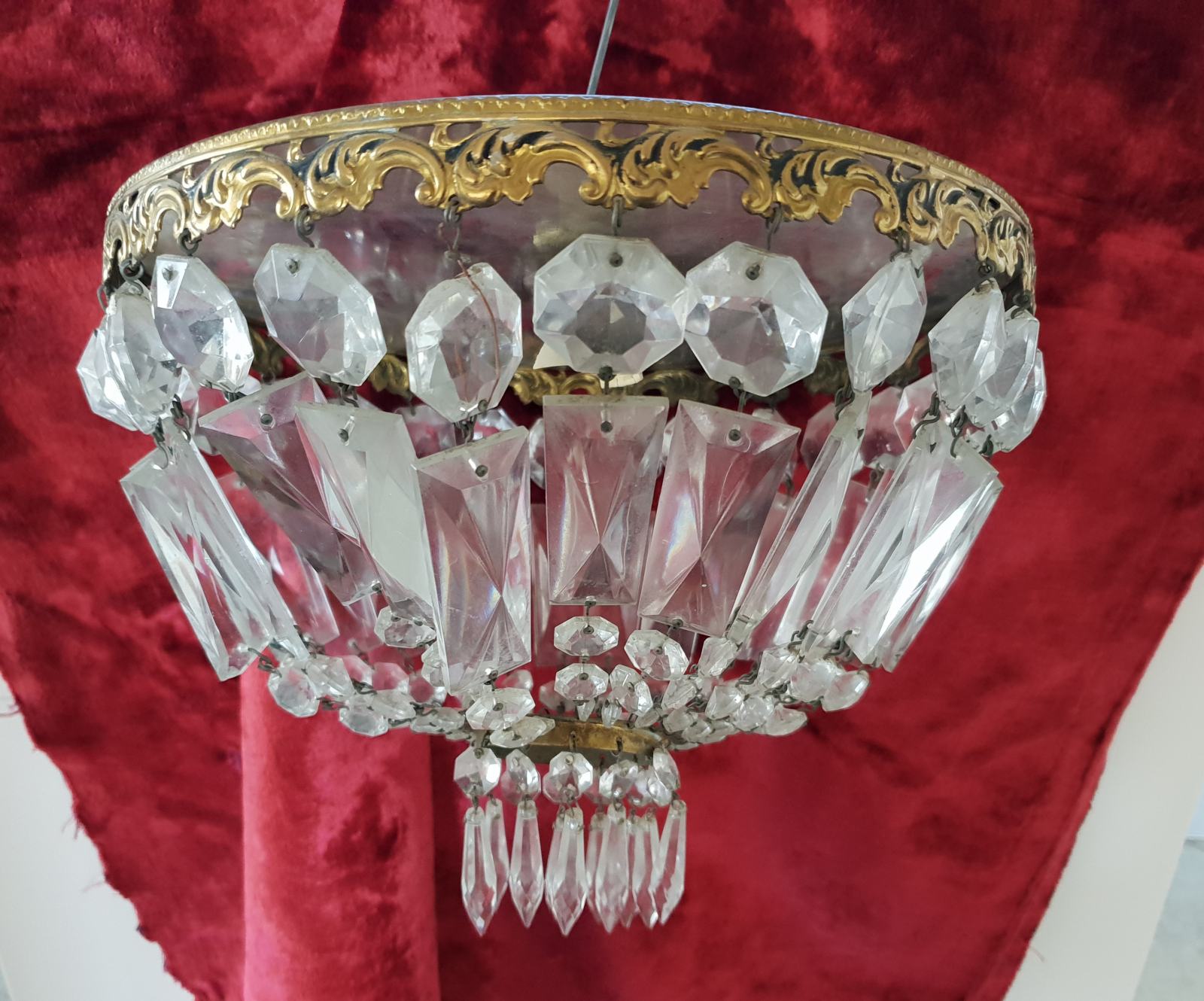 STROPNA LUČ - LESTENEC - KRISTAL IN MEDENINA