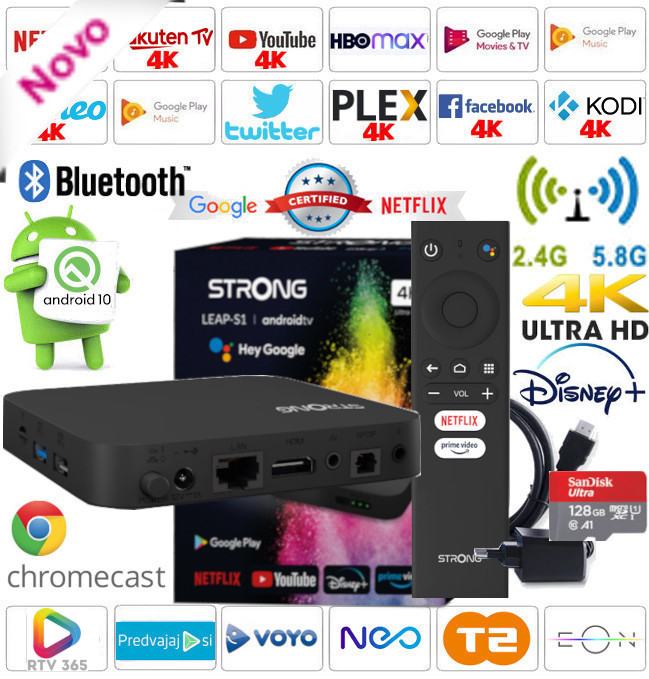 Strong Android Box 4K 2/8/128GB Kodi NEO EON T2 Netflix Voyo Disney