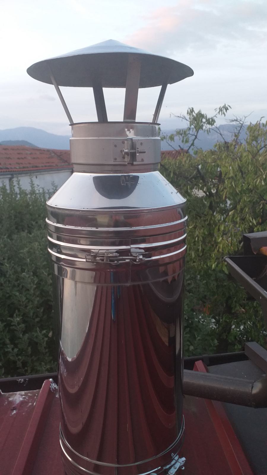 INOX DIMNIK IZOLIRAN 150mm KOMPLET skupna višina cca 4 metre