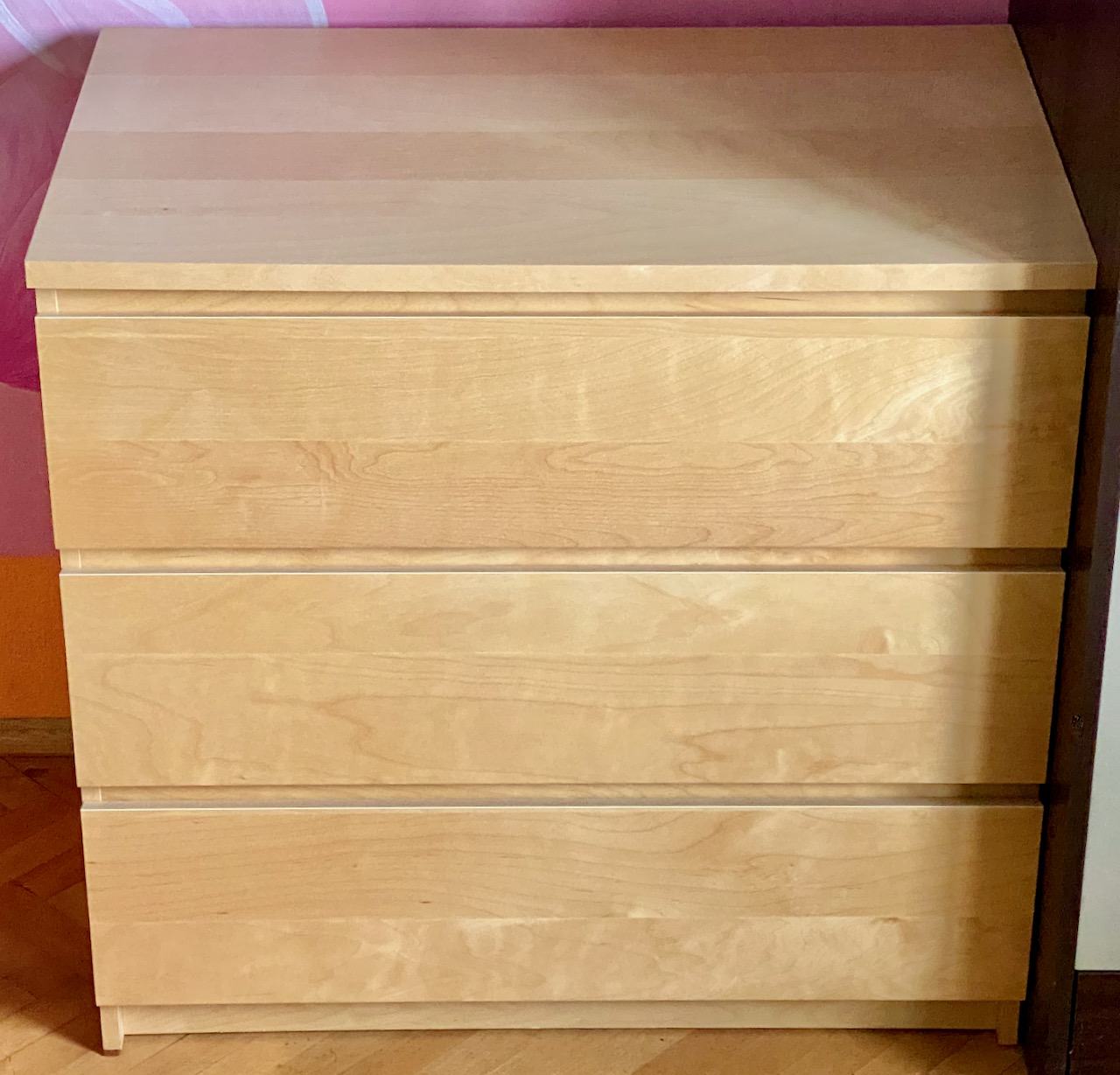 Ikea MALM predalnik (3 x), beljen hrastov furnir, 80x78 - kot nov