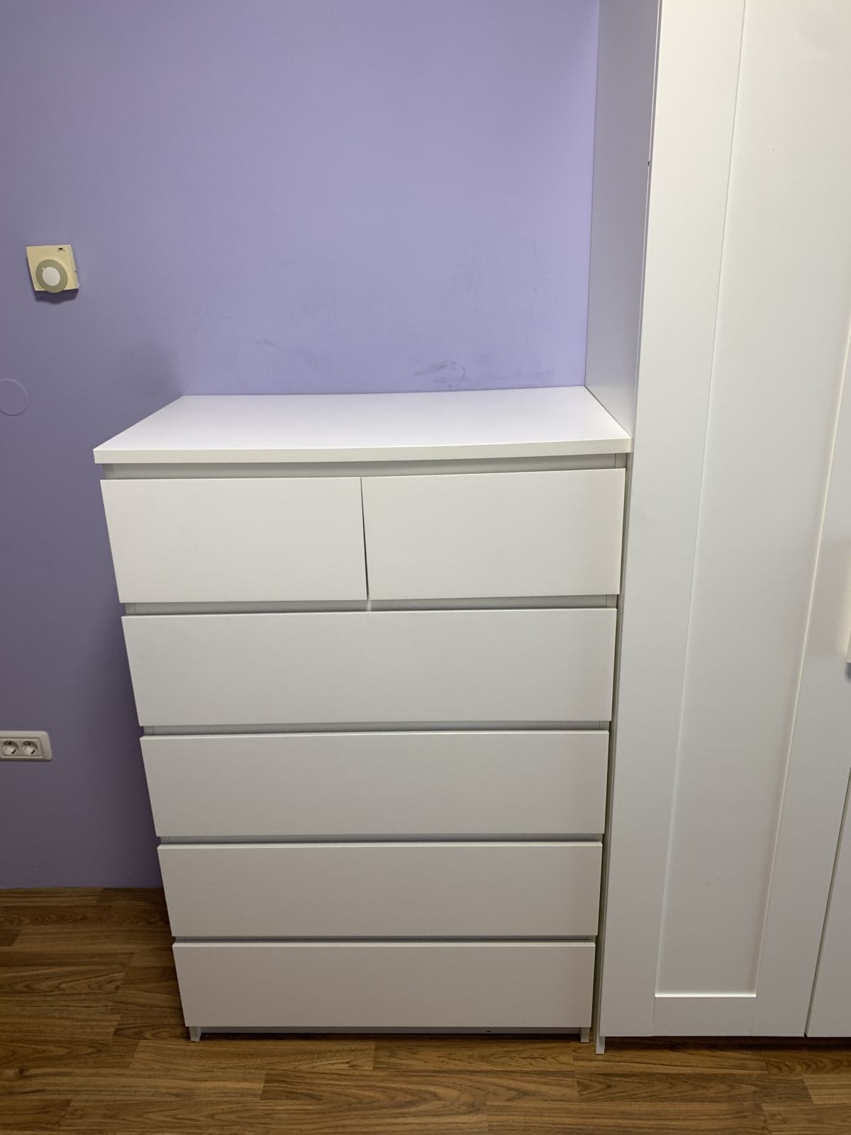 MALM Predalnik s 6 predali, bela, 80x123 cm