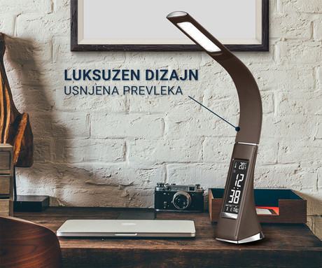 PLATINET PDLU2 usnjena namizna LED svetilka, ura, datum, temperatura,
