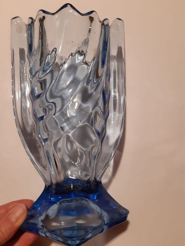 RETRO STEKLENA VAZA, MODRA BARVA