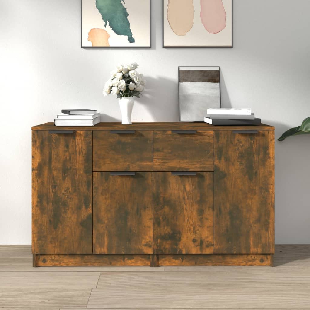 vidaXL Komoda 2 kosa dimljen hrast 60x30x70 cm konstruiran les