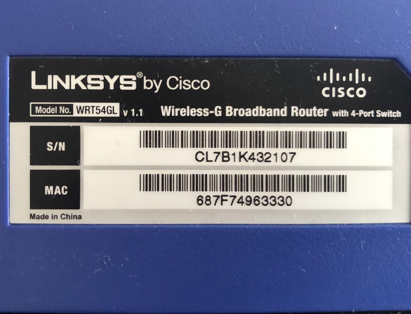 Wi-Fi router WRT54GL