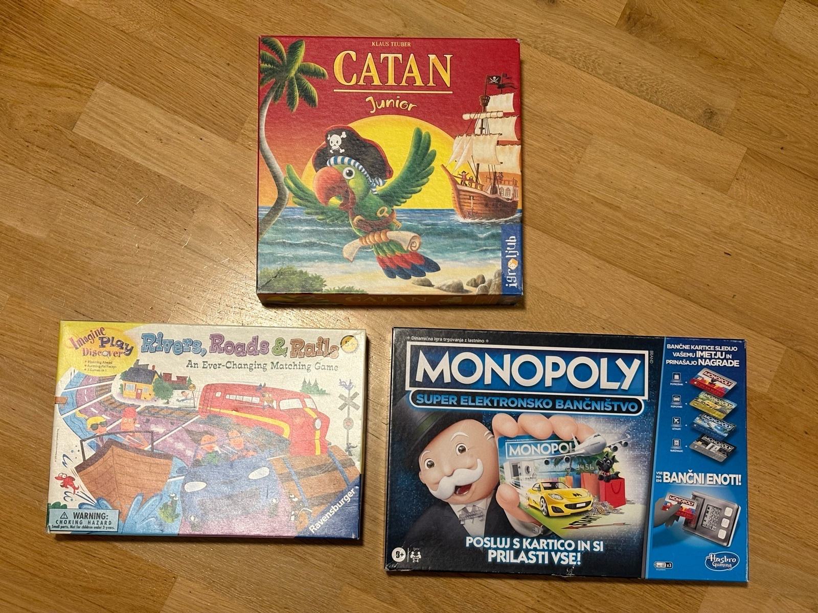 Catan Junior, Monopoly Super Elektronsko Bančništvo, River Roads Rails