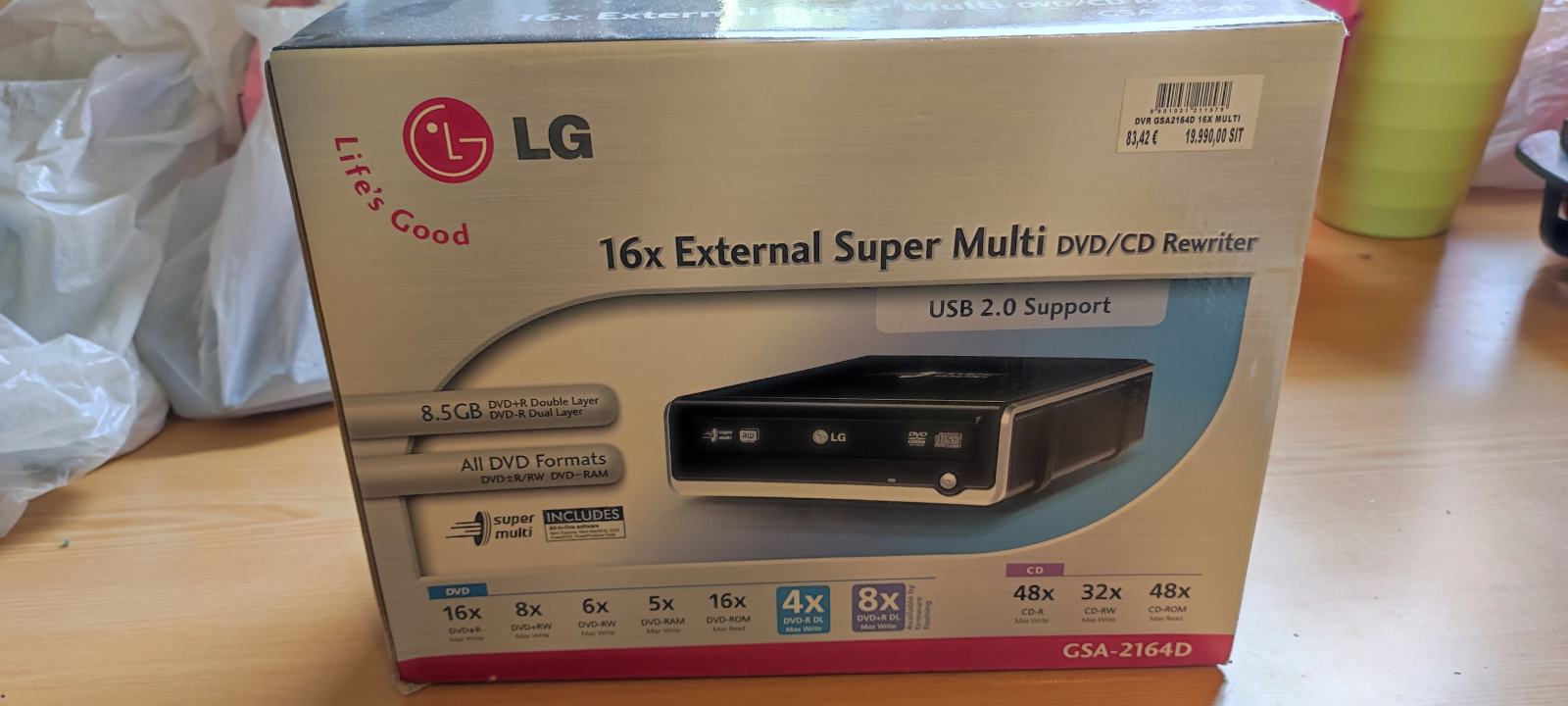 Zunanji CD/DVD RW zapisovalnik LG GSA-2164D