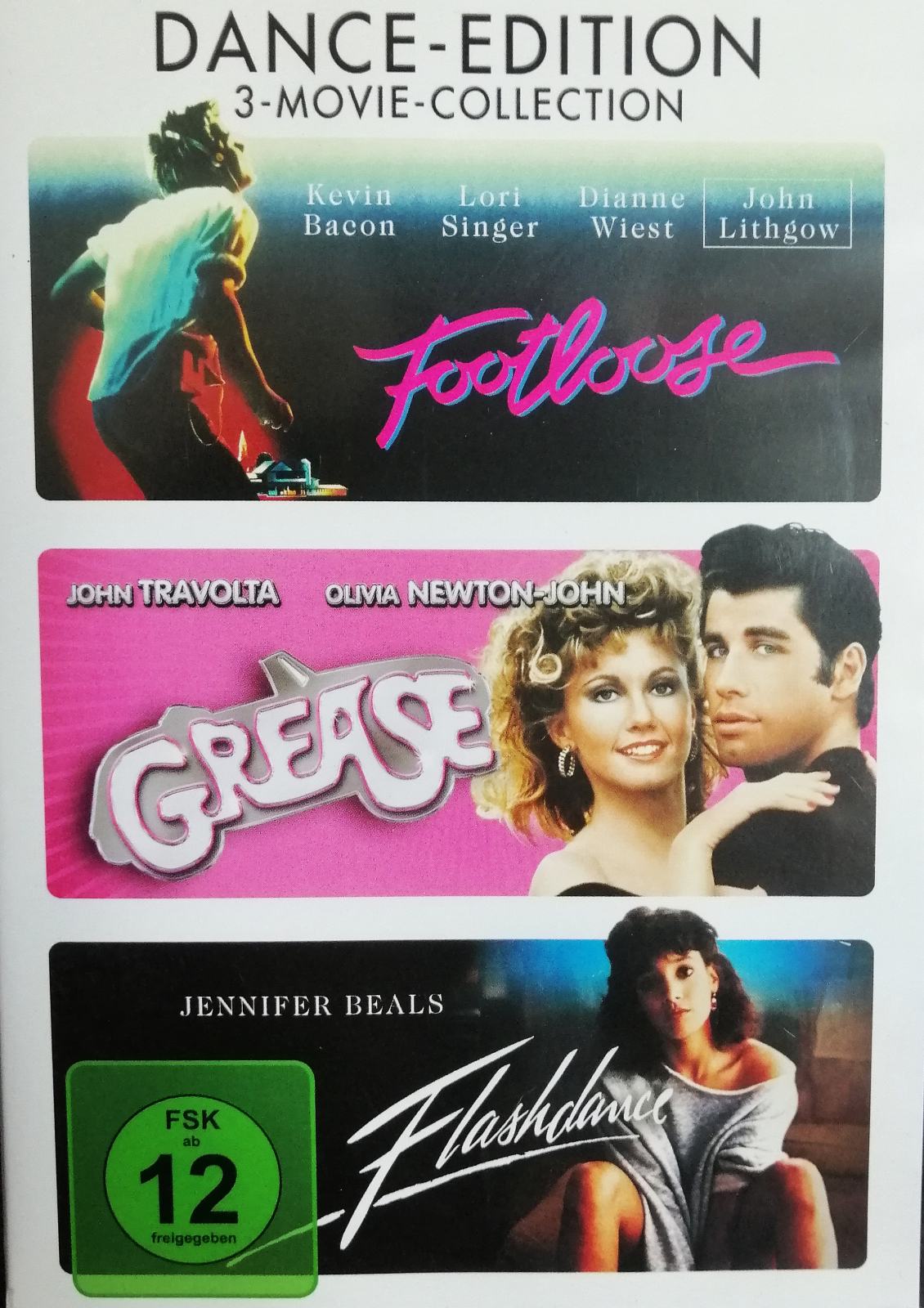 3xDVD box: PLESNI filmi: Briljantina, Footloose, Flashdance