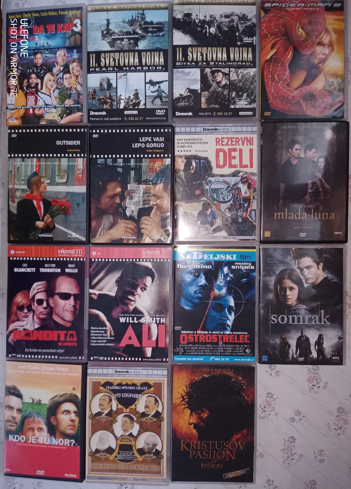 DVD filmi 1,5€, komplet 15€