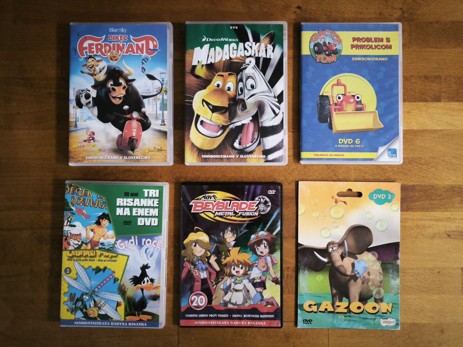 DVD risanke Bikec Ferdinand, Madagaskar 2, Traktor Tom,...