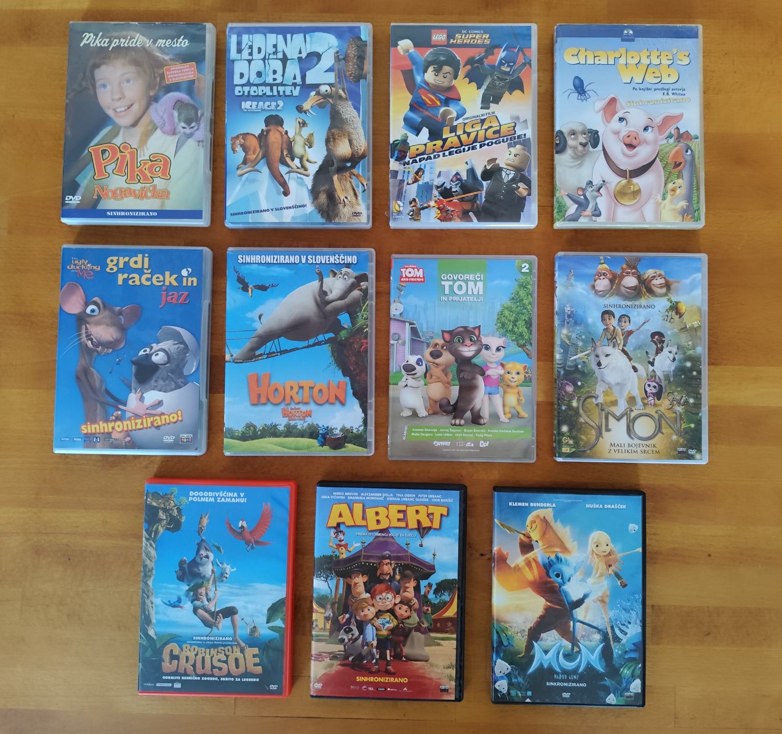 DVD risanke Pika Nogavička, Ledena doba 2, Lego-Super Heroes,...