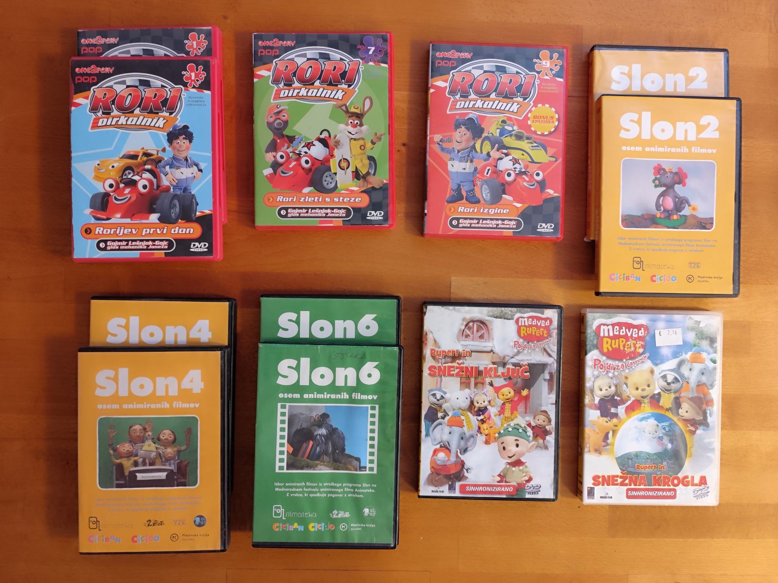 Originalne DVD risanke Rori Dirkalnik, Slon, Medved Rupert