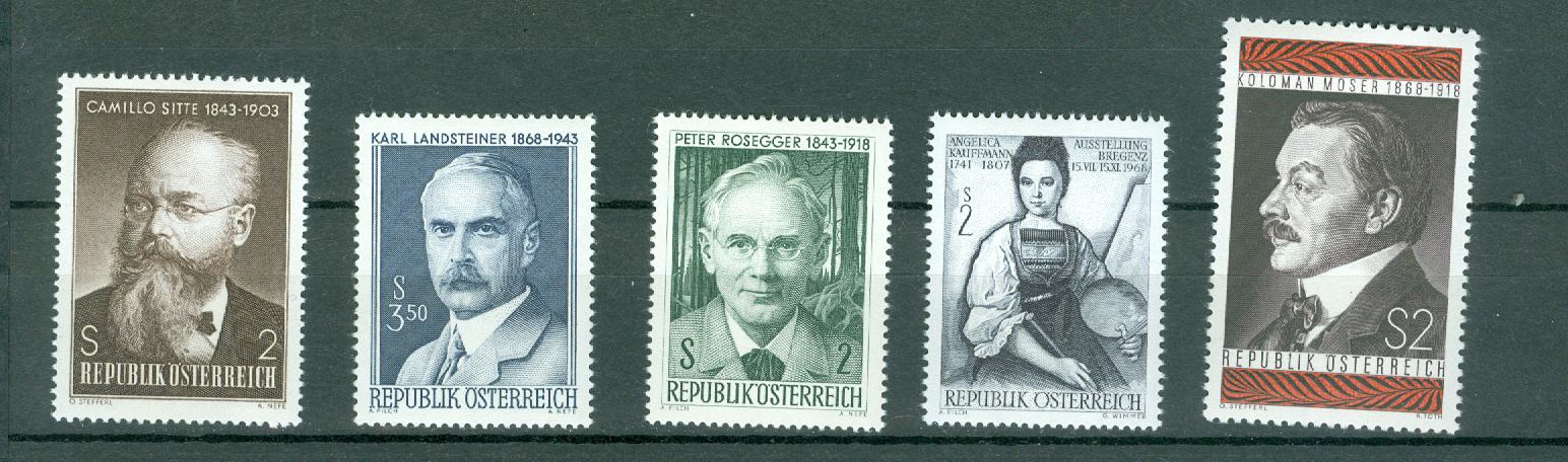 Avstrija 1968 osebnosti 5 sam. znamk MNH**