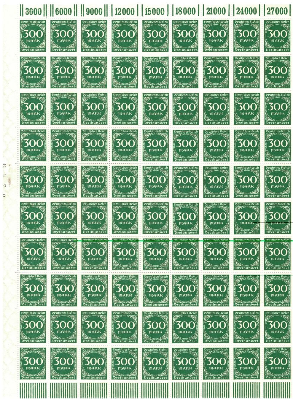 Deutsche Reich 1923 ☀ 300 Mark full sheet Mi 270, (10x10)