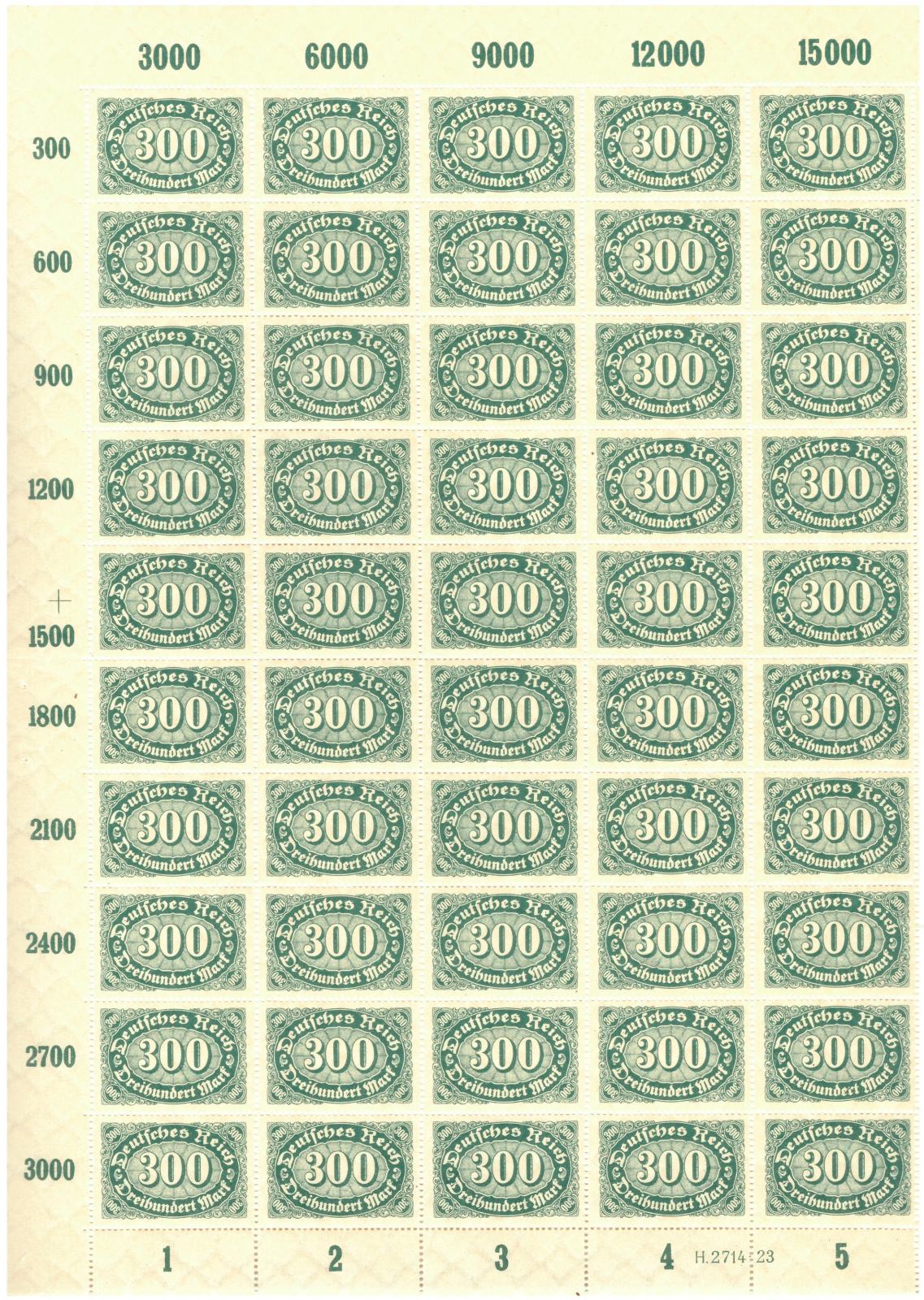 Germany Weimar Republic 1922 ☀ 300 Mark / Mi249, S/S (5x10)